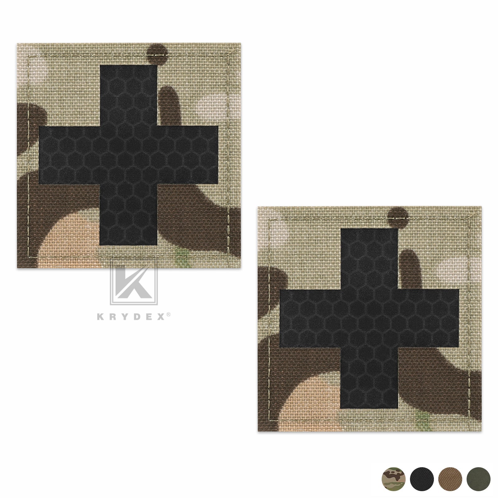 Krydex 2pcs Medical Cross Patches IFAK Trauma Reflective Patch 2x2 In.